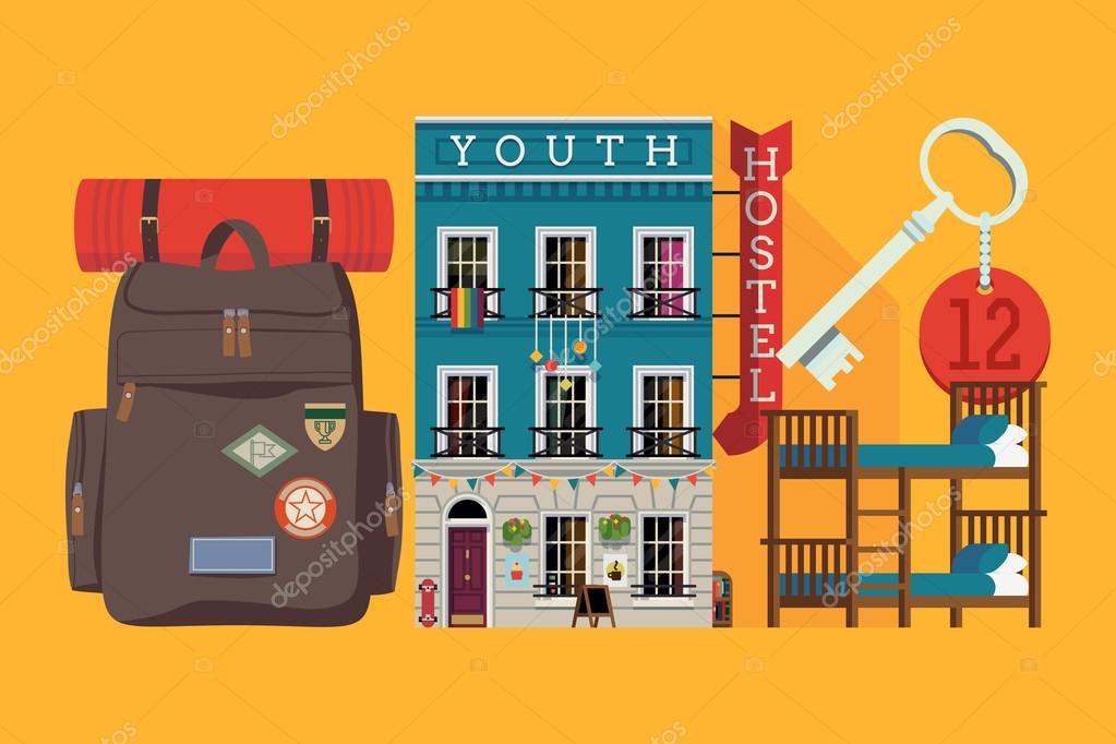 Youth hostel building — Stock Vector © masha_tace #79018154