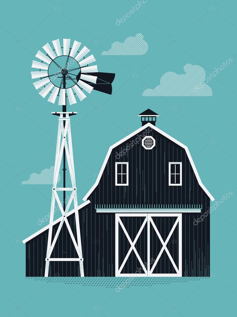 Farm Windmill Vector