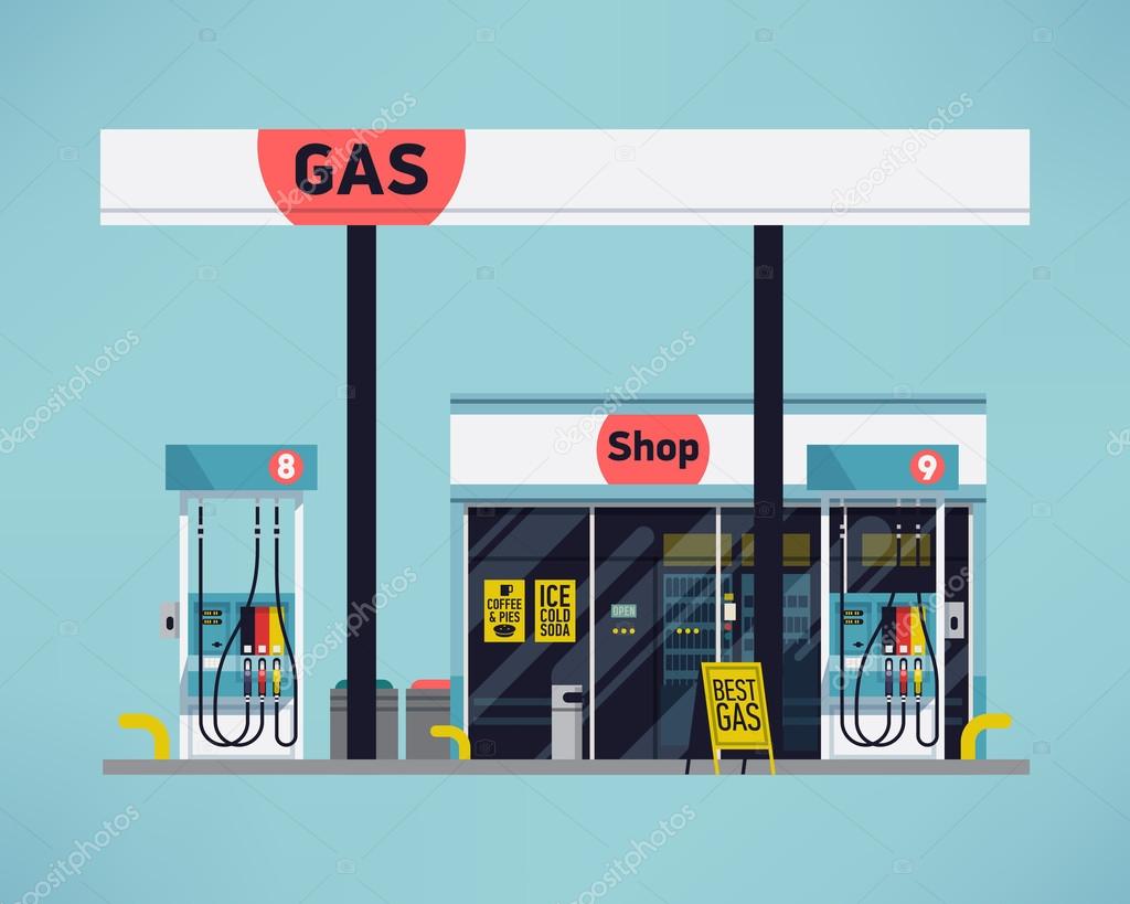 Gas filling station. ⬇ Vector Image by © masha_tace | Vector Stock 79018826
