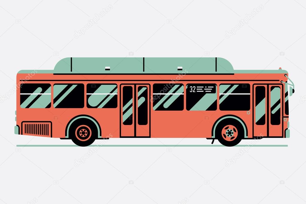 Lovely retro three colored city bus, side view, isolated | Shorter ...