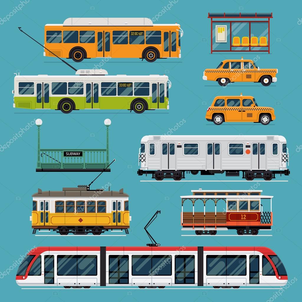 Mass rapid transit urban vehicles — Stock Vector © masha_tace #84359944