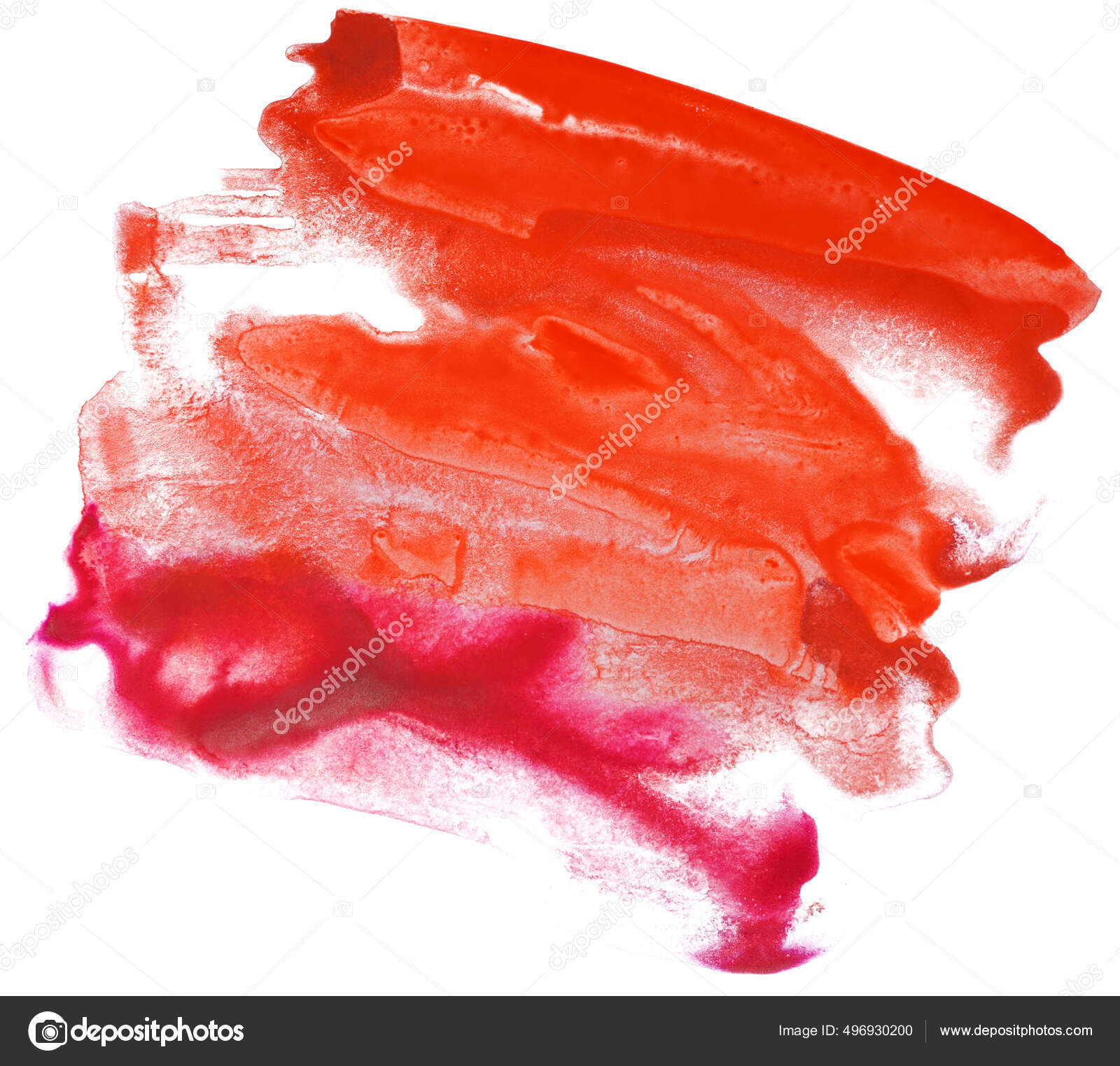 Red Watercolor Stain Paper Texture White Background Isolated Hand ...