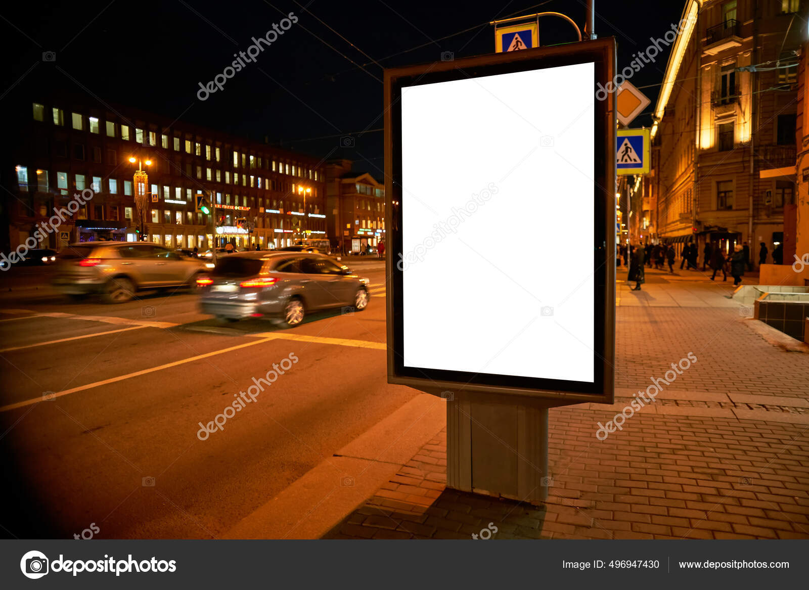 Billboard Street Glows Night Layout Advertising Design Outdoor Digital ...