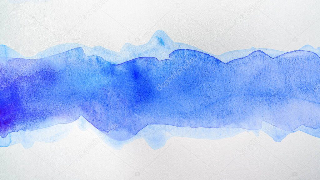 Elemento Pintura Acuarela Con Una Franja Azul Medio Acuarela Textura ...