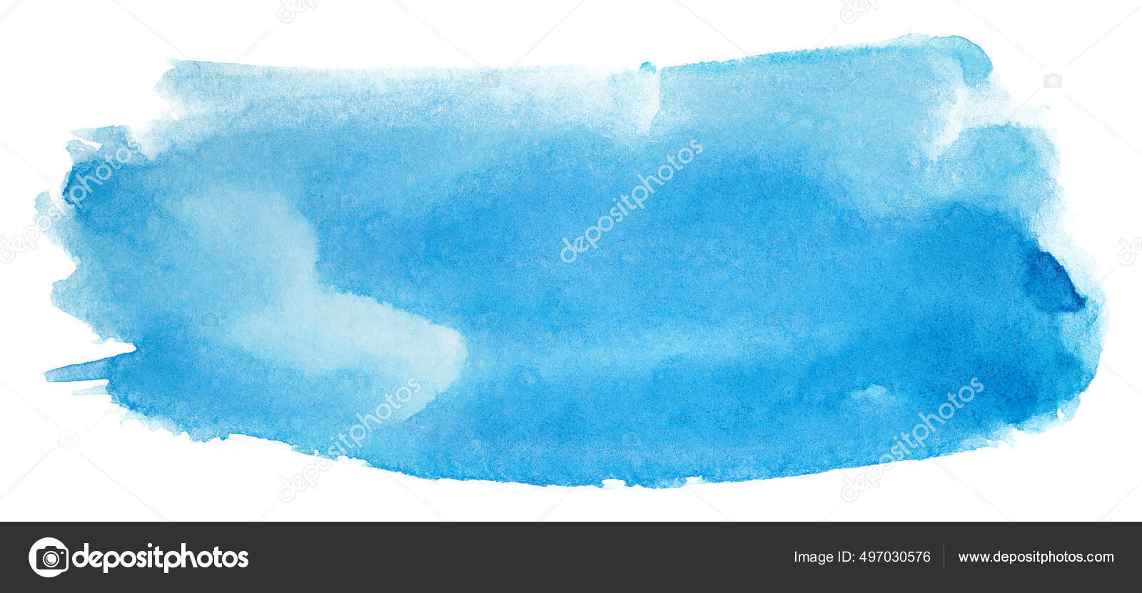 Watercolor Stain Blue Abstract Texture White Background Isolated Stock ...