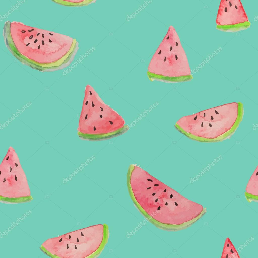 Watermelon vector seamless watercolor pattern, juicy piece, summer ... Watermelon vector seamless watercolor pattern, juicy piece, summer ...