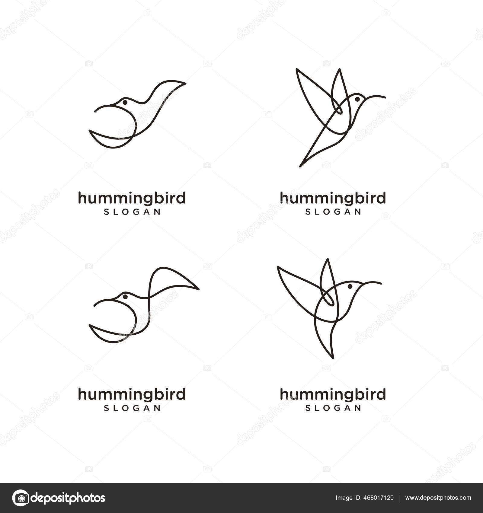 Hummingbird Line Logo Icon Design Design Flat Illustration Stock Vector ...