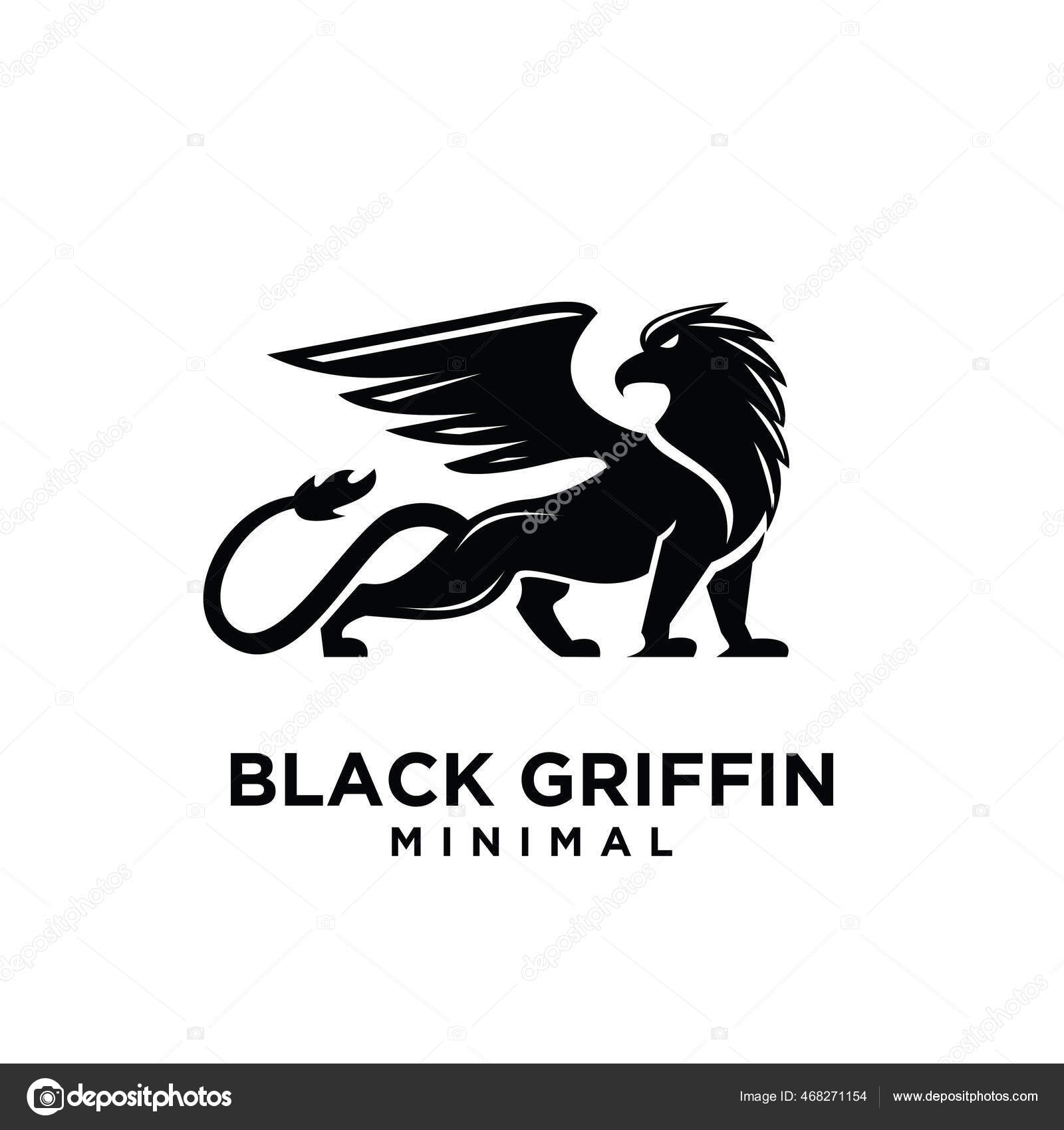 Premium Black Minimal Griffin Mythical Creature Emblem Mascot Vector ...