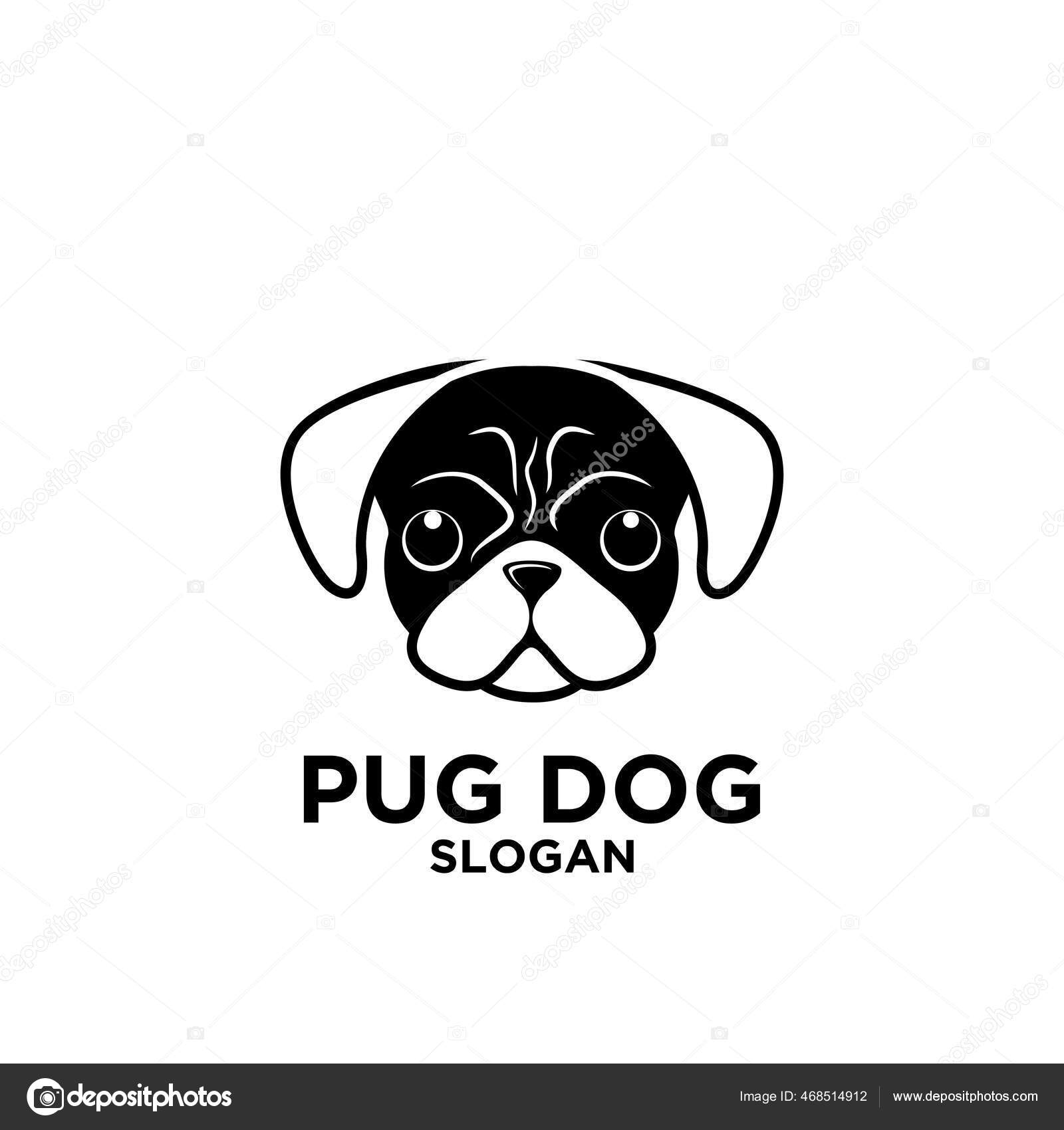 Cute Pug Head Dog Logo Icon Illustration Isolated Background Stock ...