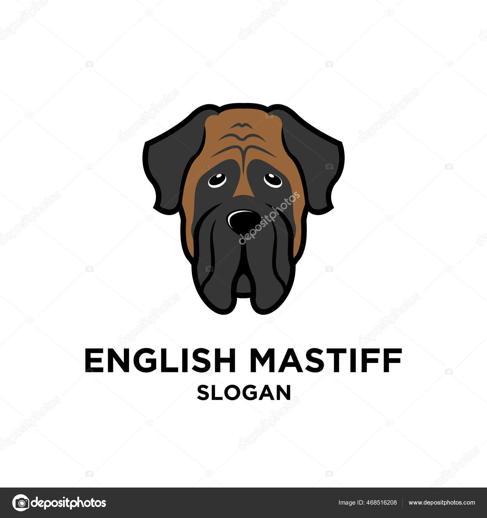 English Mastiff Dog Head Vector Logo Icon Illustration Design Isolated ...