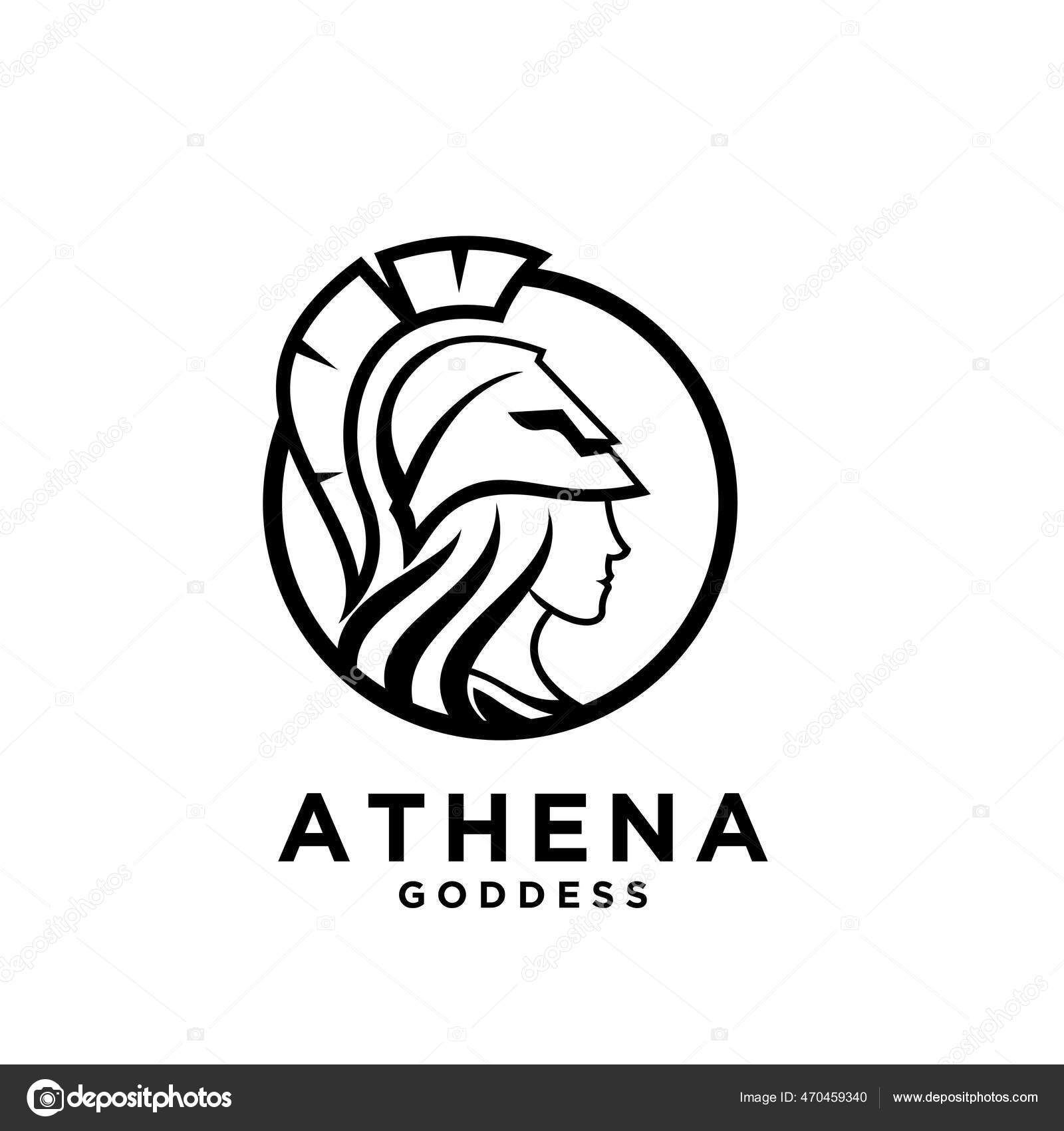 Premium Athena Goddess Black Vector Icon Line Logo Illustration Design ...