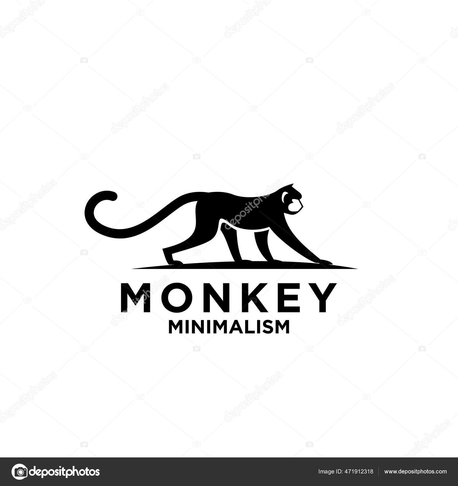 Premium Minimalism Monkey Vector Logo Icon Illustration Design Isolated ...