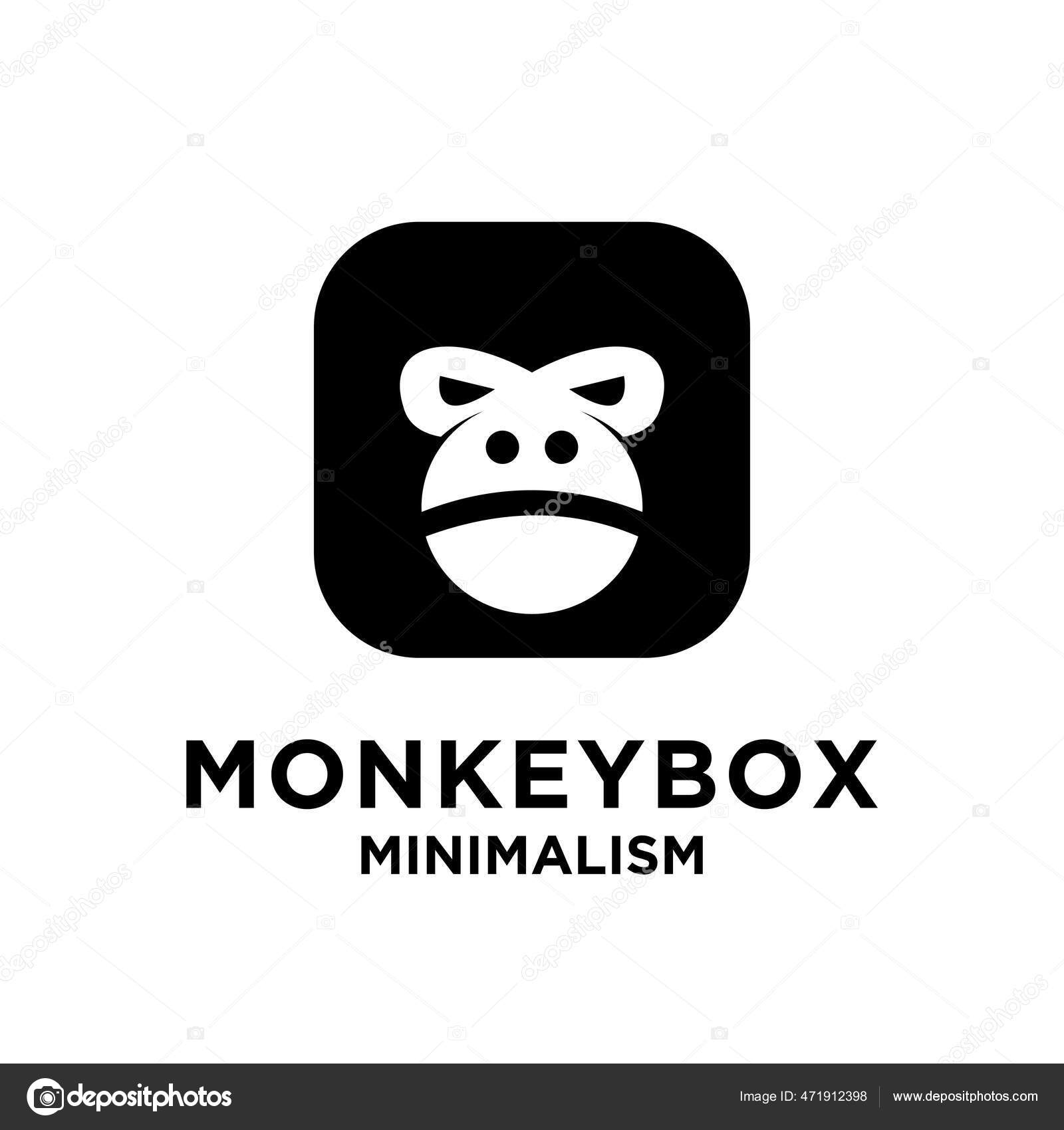 Premium Minimalism Black Monkey Box Head Vector Logo Icon Illustration ...