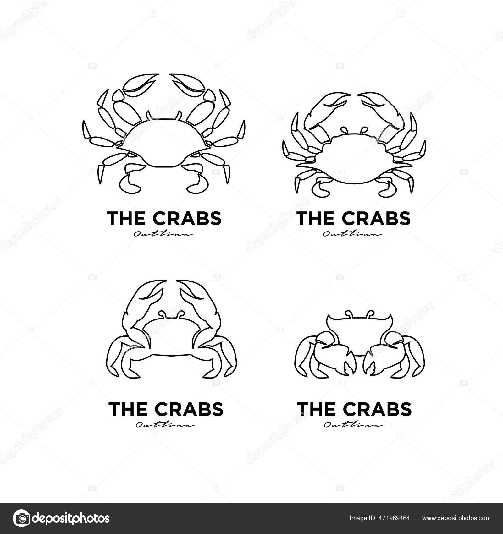 Set Collection Simple Line Crab Logo Design Vector Template Modern ...