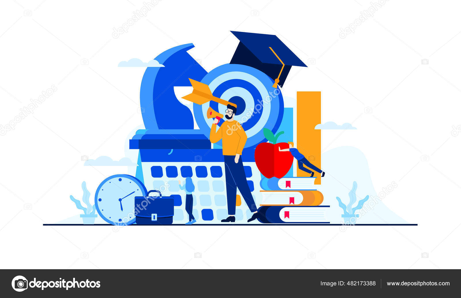University Education Students Study Campus Vector Flat Illustration ...