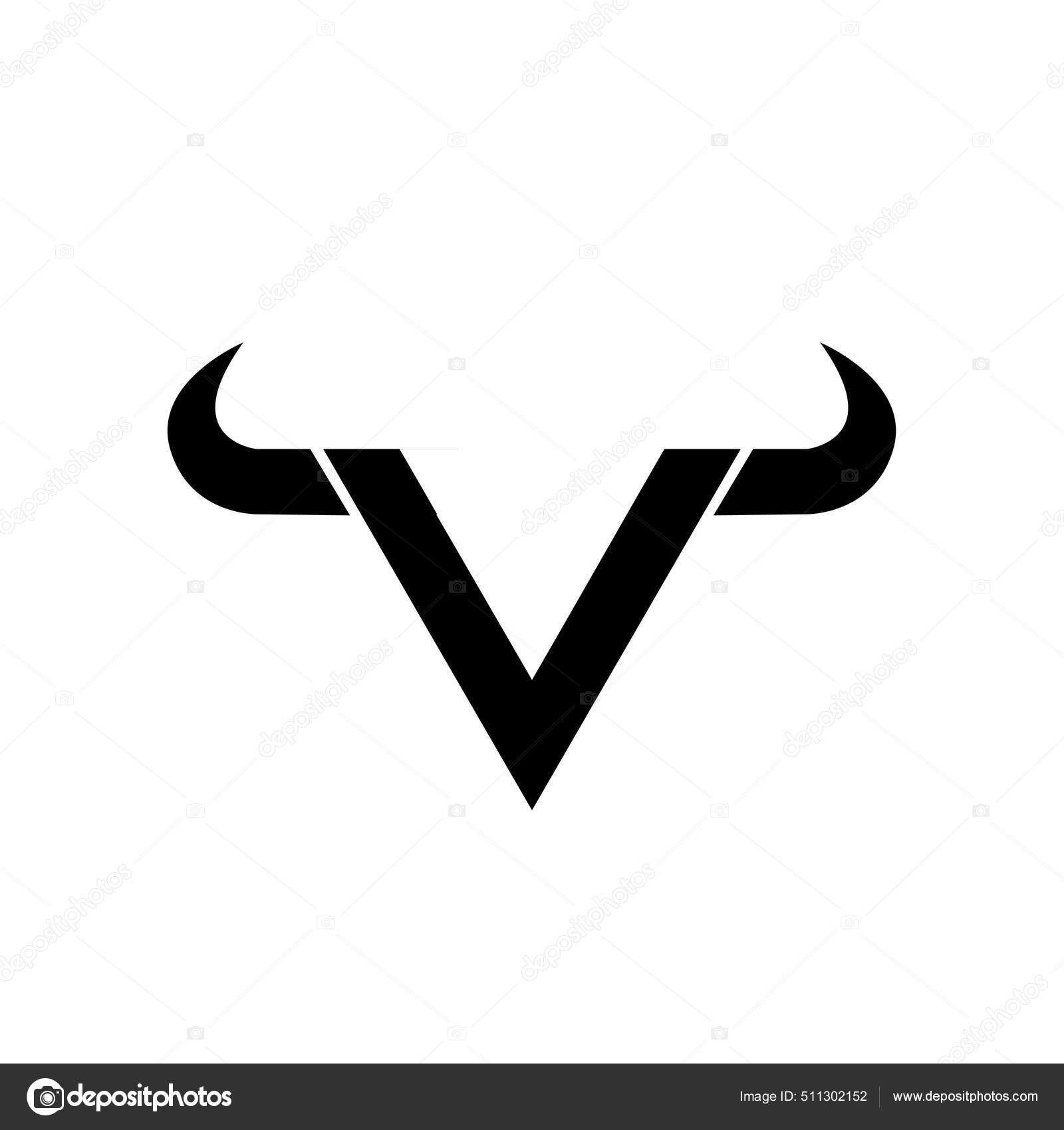 Abstract Letter Triangle Bull Head Black Logo Isolated White Background ...
