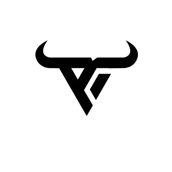 Abstract Letter Triangle Bull Head Black Logo Isolated White Background ...