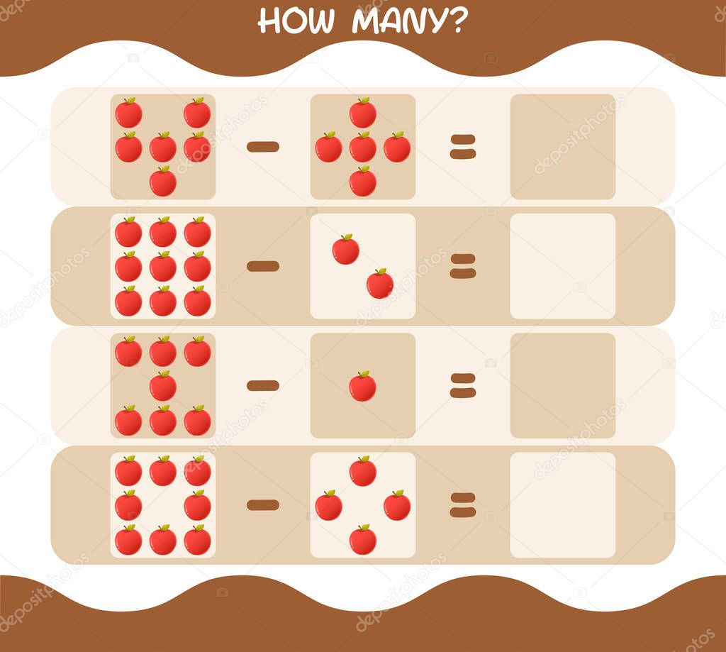 Cuántas manzanas de dibujos animados. Contando el juego. Juego ...
