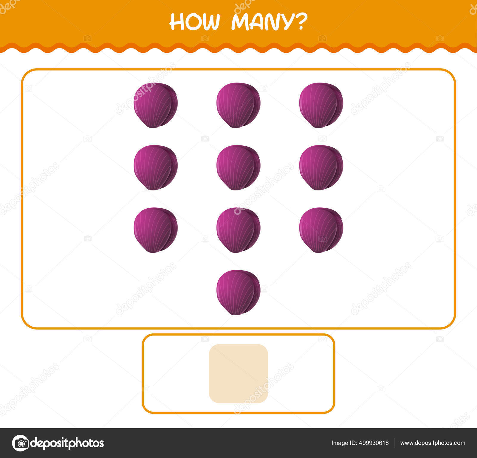 How Many Cartoon Red Cabbage Counting Game Educational Game Pre Stock ...