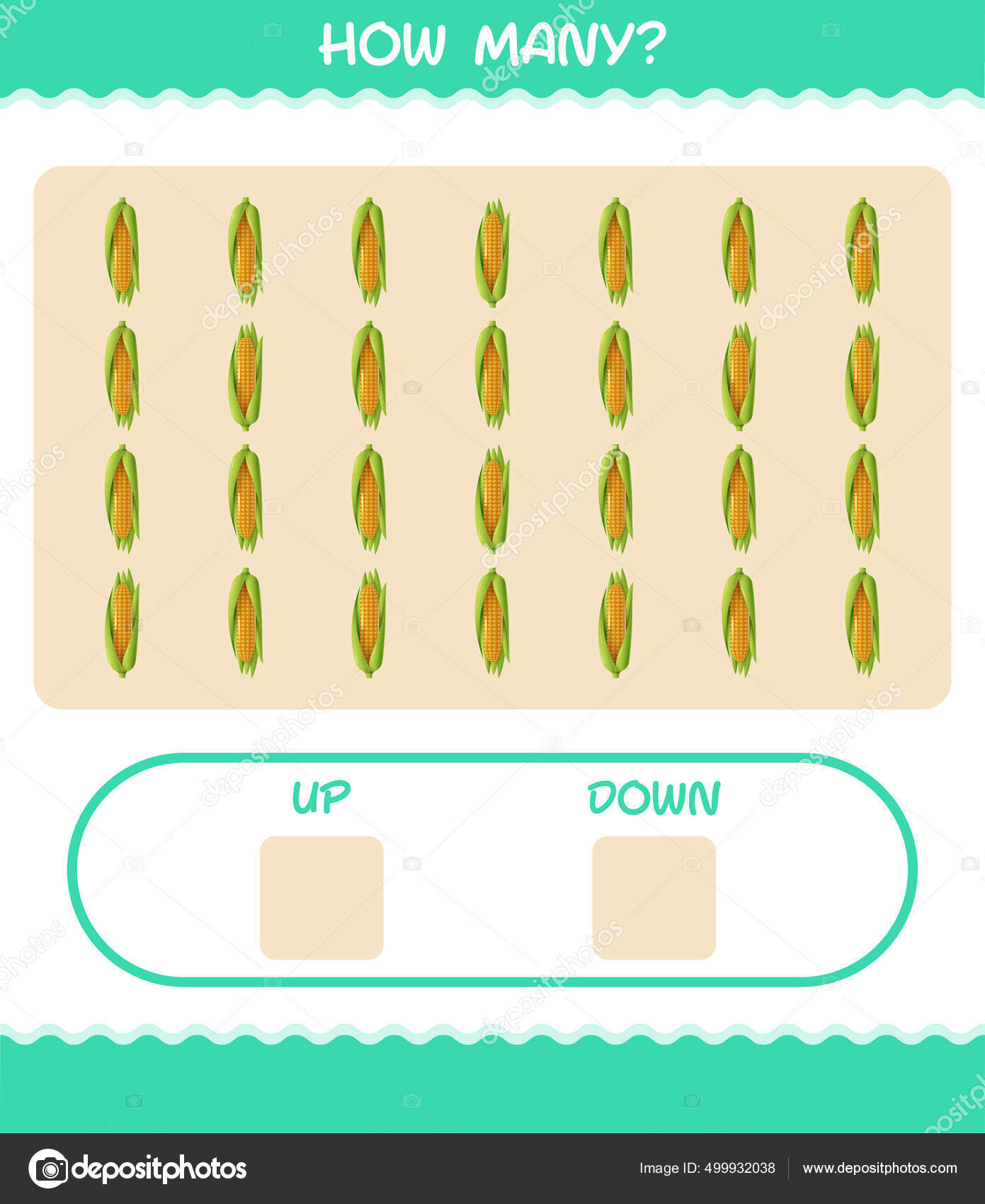 How Many Cartoon Corn Counting Game Educational Game Pre Shool Stock ...