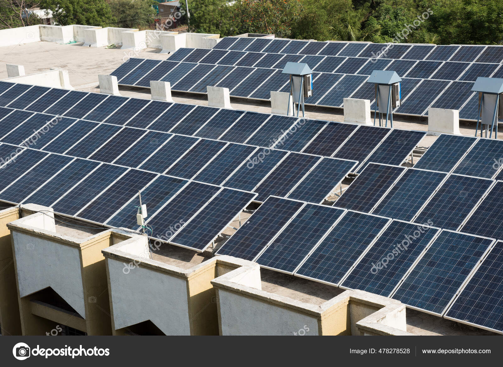 Photovoltaic Solar Panels Building Roof Regenerative Energy System ...