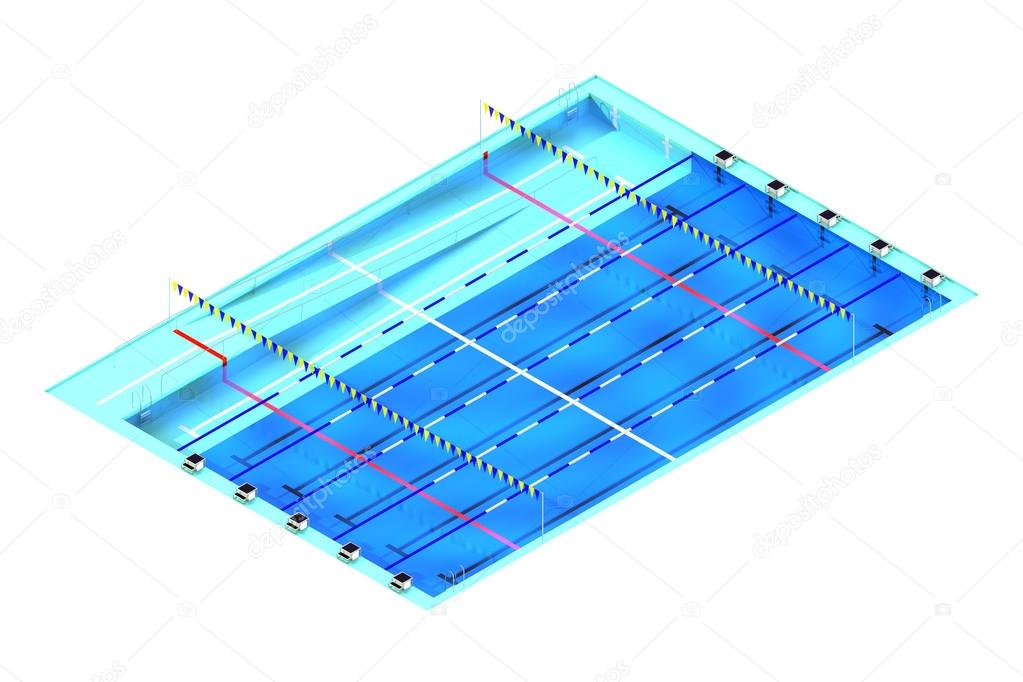 Isometric view of a 25m swimming pool — Stock Photo © _3103_ #79433452