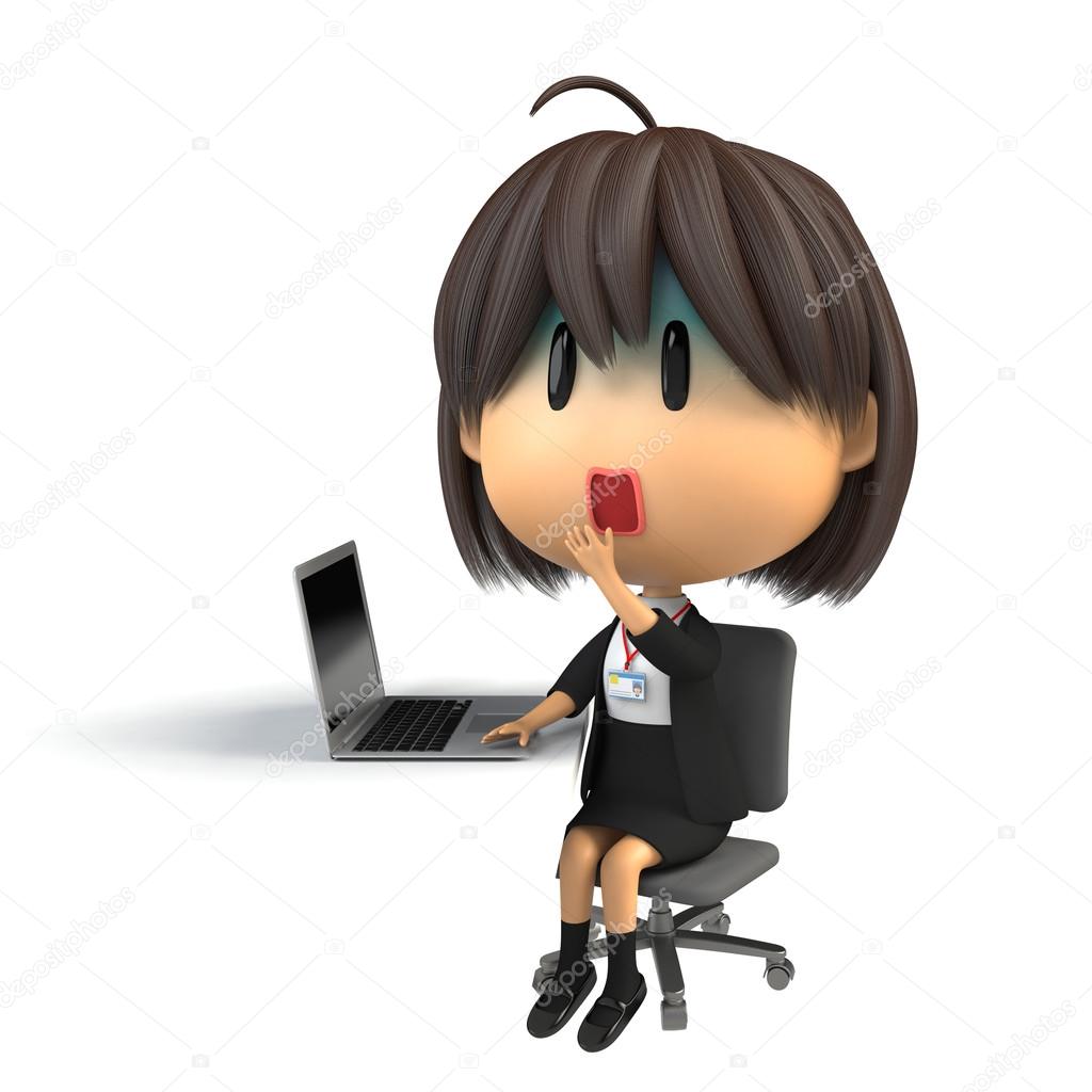Female staff that pale in personal computer operation — Stock Photo ...