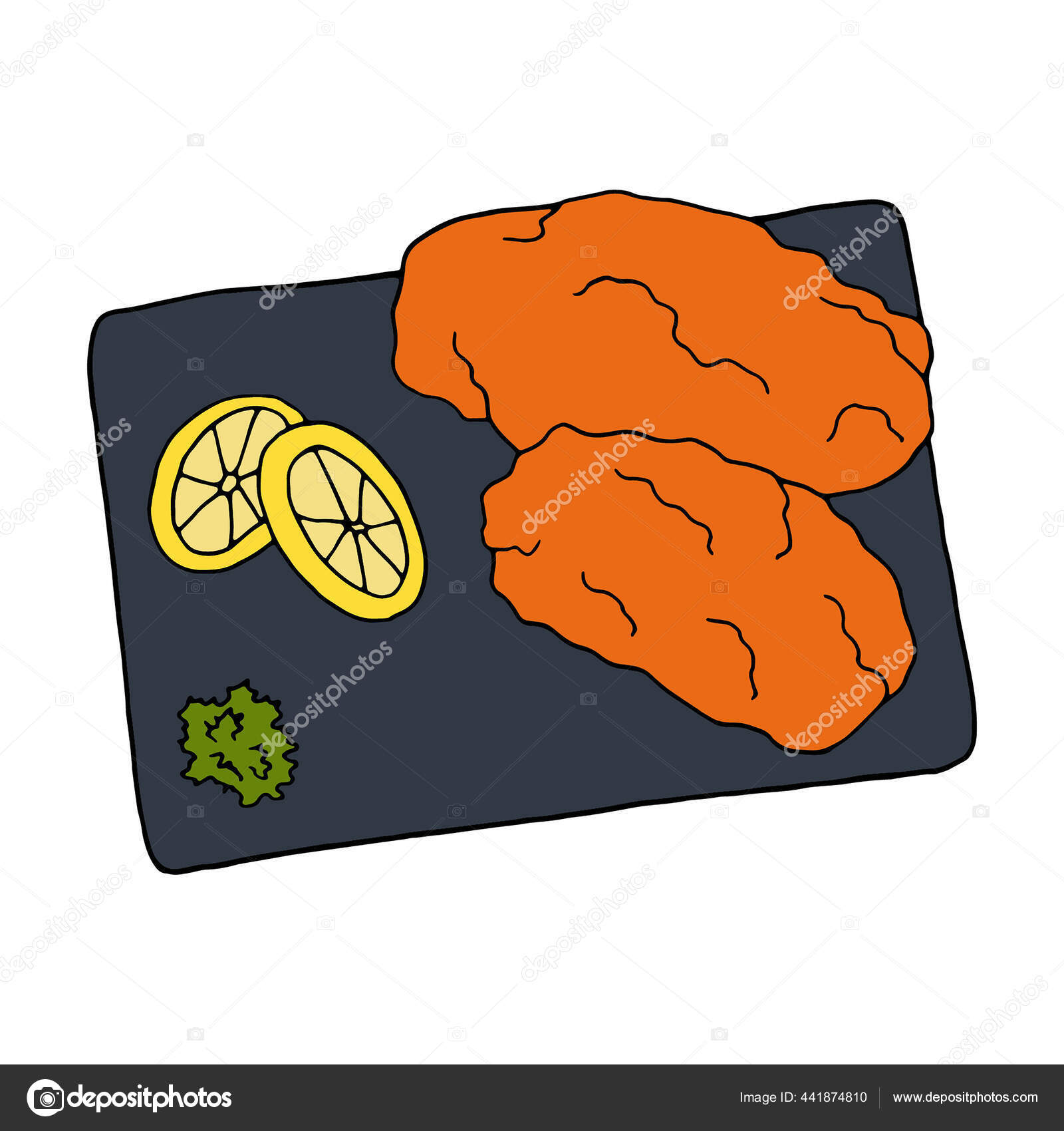 Vector Hand Drawn Doodle Schnitzel German Cuisine Dish Design Sketch ...