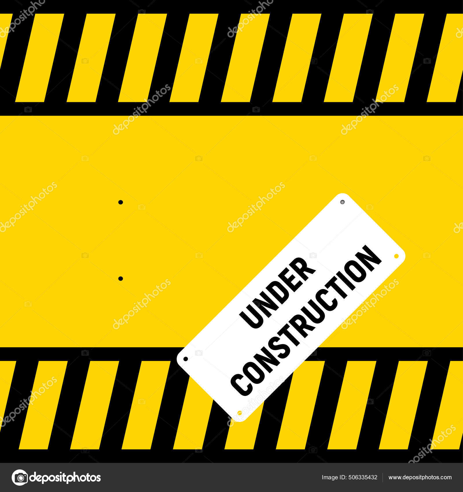 Construction Design Tape Warning Banner Website Development Concept ...