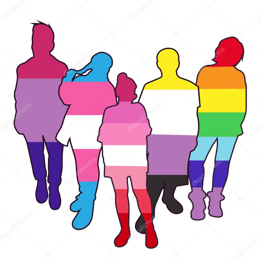 Vector personas de color como representantes de la comunidad LGBT sobre ...