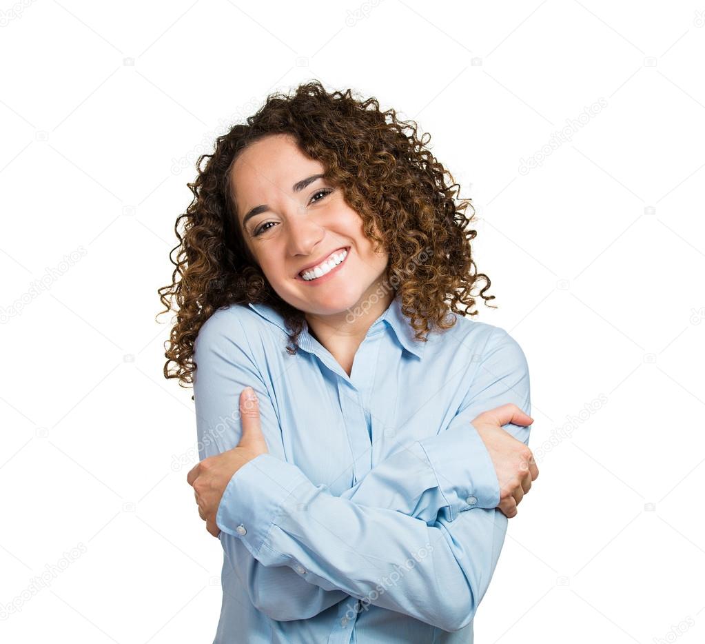 Woman, holding, hugging herself — Stock Photo © SIphotography #53669485