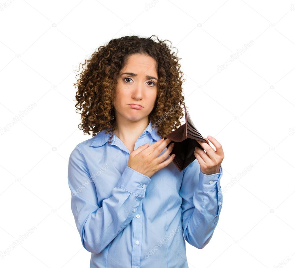 Broke woman with empty wallet — Stock Photo © SIphotography #53687889