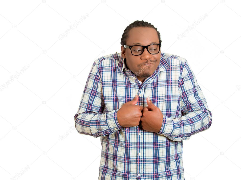 Nerd, hombre de aspecto divertido con gafas, muy tímido — Foto de stock ...