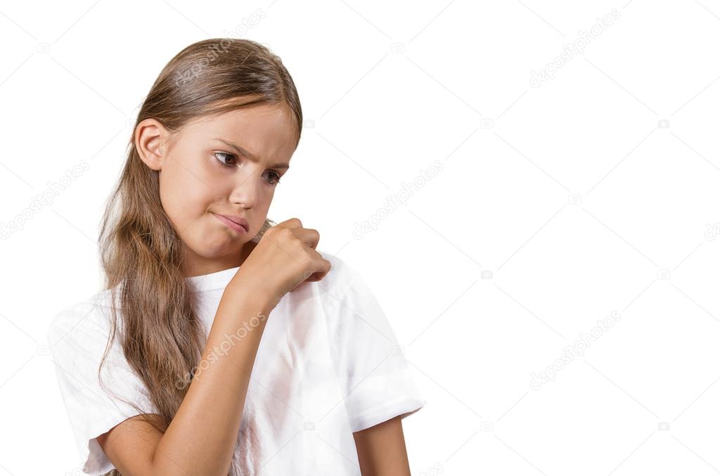 Eenager girl in awkward situation embarrassment — Stock Photo ...