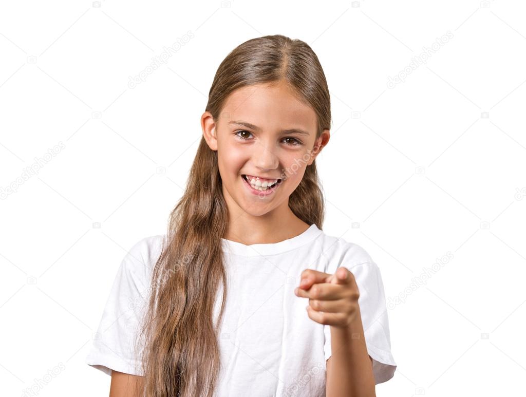 Girl pointing finger laughing — Stock Photo © SIphotography #55012575