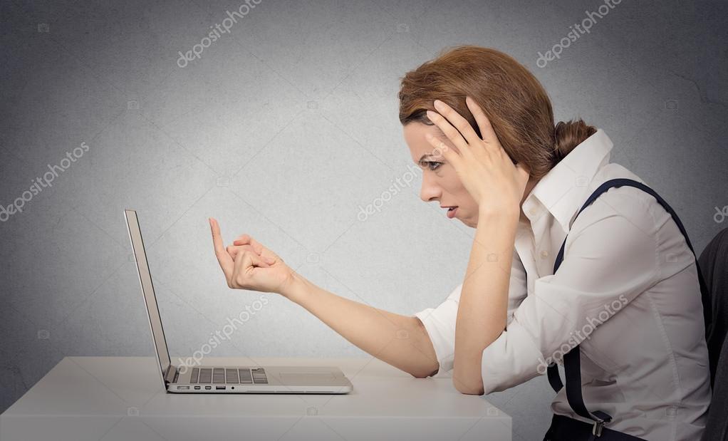 Woman Mad At Computer