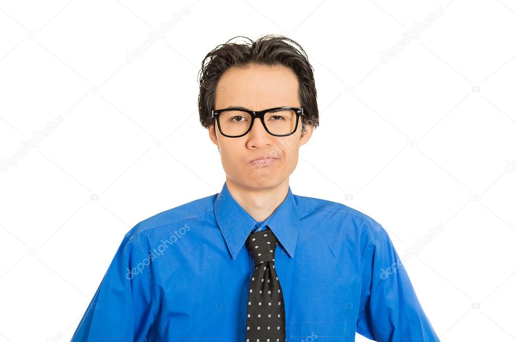 Skeptical young man funny suspicious annoyed looking guy Stock Photo by ...
