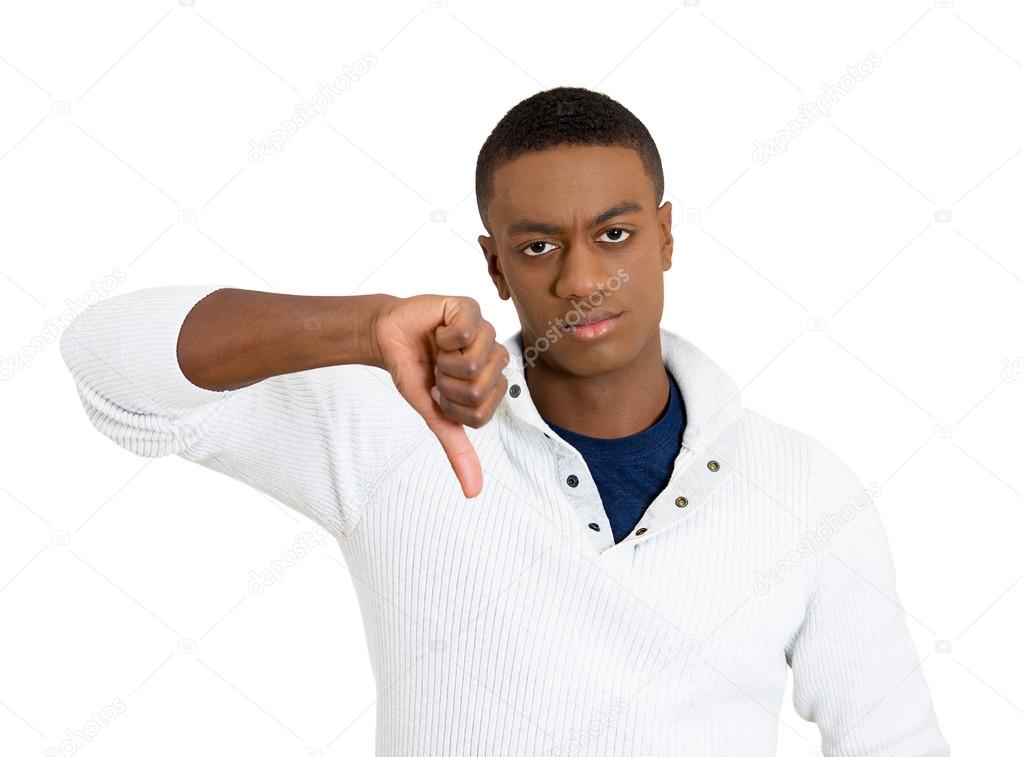 Angry, mad, pissed off man, annoyed, giving thumbs down gesture — Stock ...