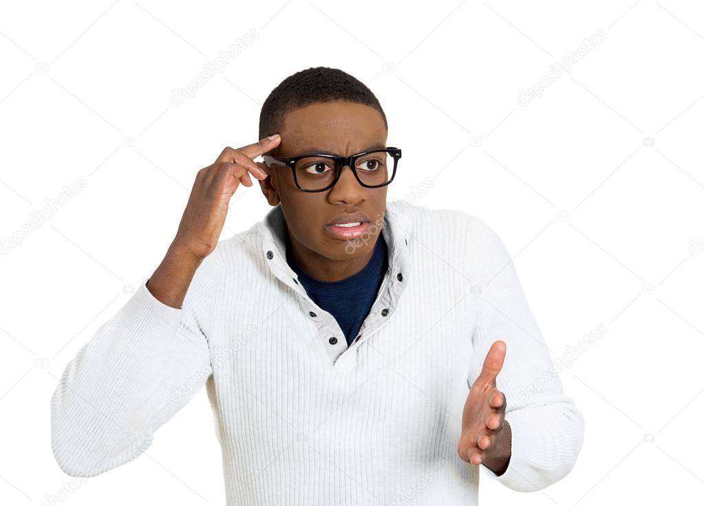 Man Thinking Daydreaming Trying Hard To Remember Something Looking Up
