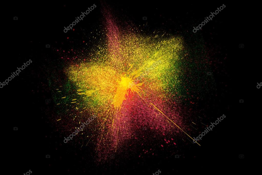 Freeze motion of colorful powder exploding — Stock Photo ...