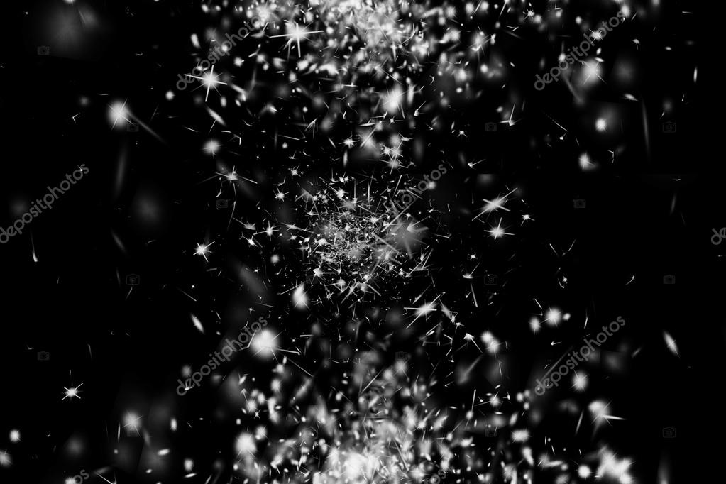 Freeze motion of shiny particles exploding shatter — Stock Photo ...