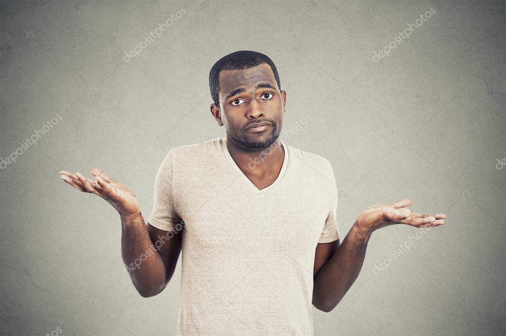 Man shrugging shoulders who cares so what I don't know gesture — Stock ... Man shrugging shoulders who cares so what I don't know gesture — Stock ...