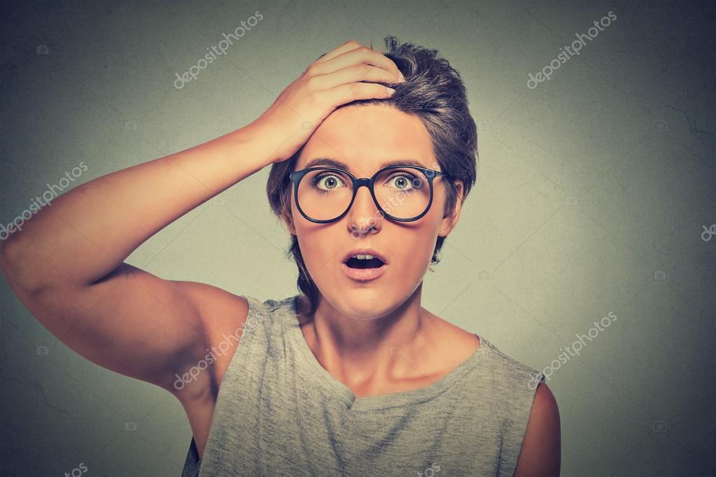 Surprise astonished woman with glasses looking surprised in full ... Surprise astonished woman with glasses looking surprised in full ...