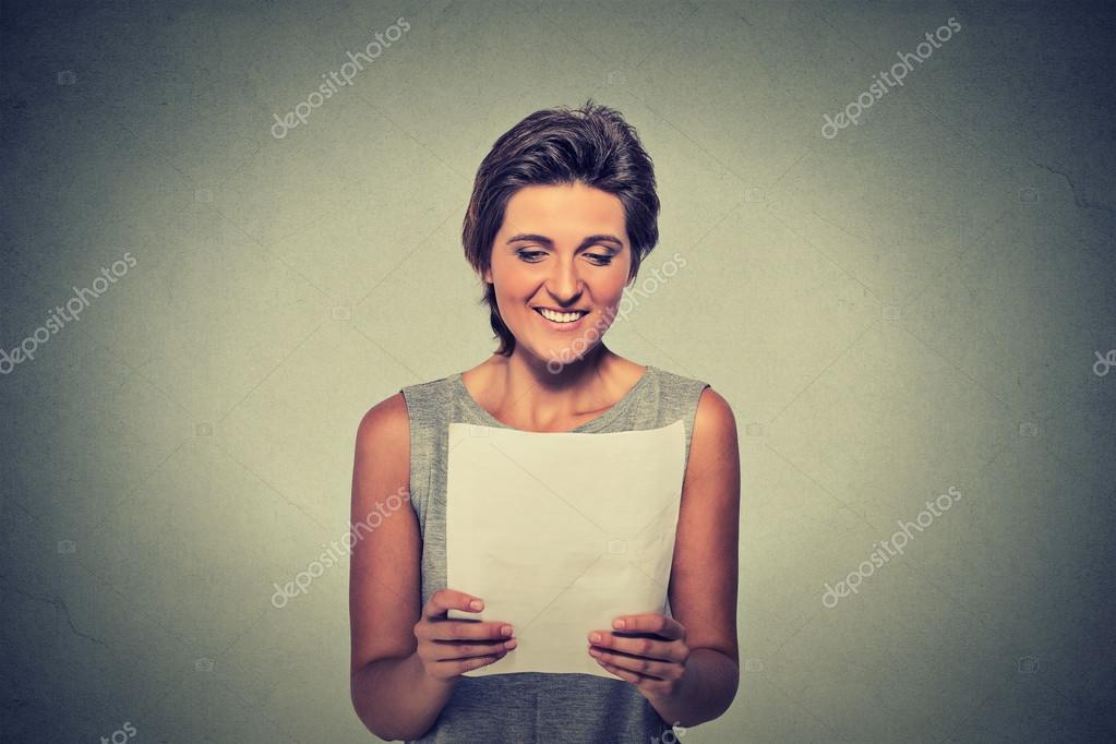 Smiling young woman with papers — Stock Photo © SIphotography #86968700