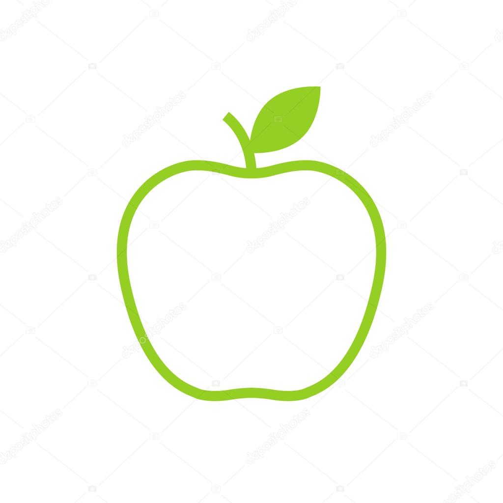 Apple outline icon, modern minimal flat design style, thin line vector ...