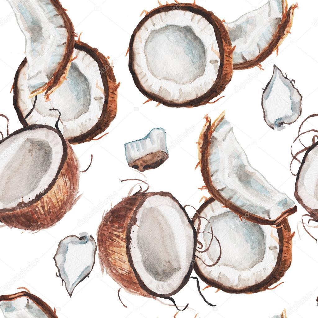 Watercolor coconut pattern — Stock Photo © lenavetka87 #52605363