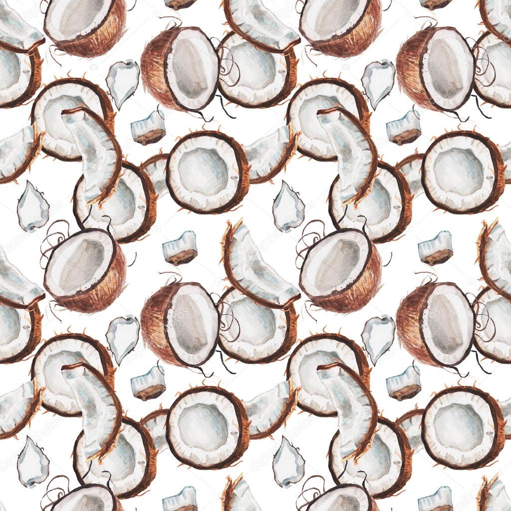 Watercolor coconut pattern — Stock Photo © lenavetka87 #52605373