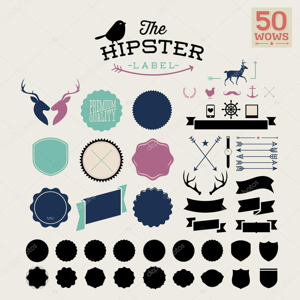 Vintage hipster labels with heart, arrow, bow, anchors Stock Vector ...