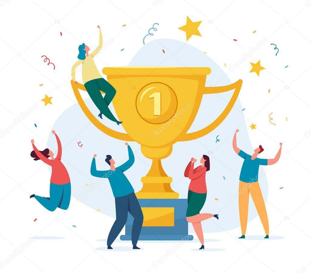 Éxito del equipo. Equipo de negocios celebrando la victoria. Ganadores ...