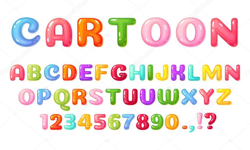Fuente Cartoon kids. Colorido alfabeto cómico para niños. Lindo ...